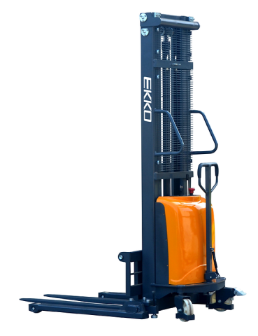 EKKO 45" Fork Semi-Electric Straddle Stacker with 138" Lift and 3300 lb ...